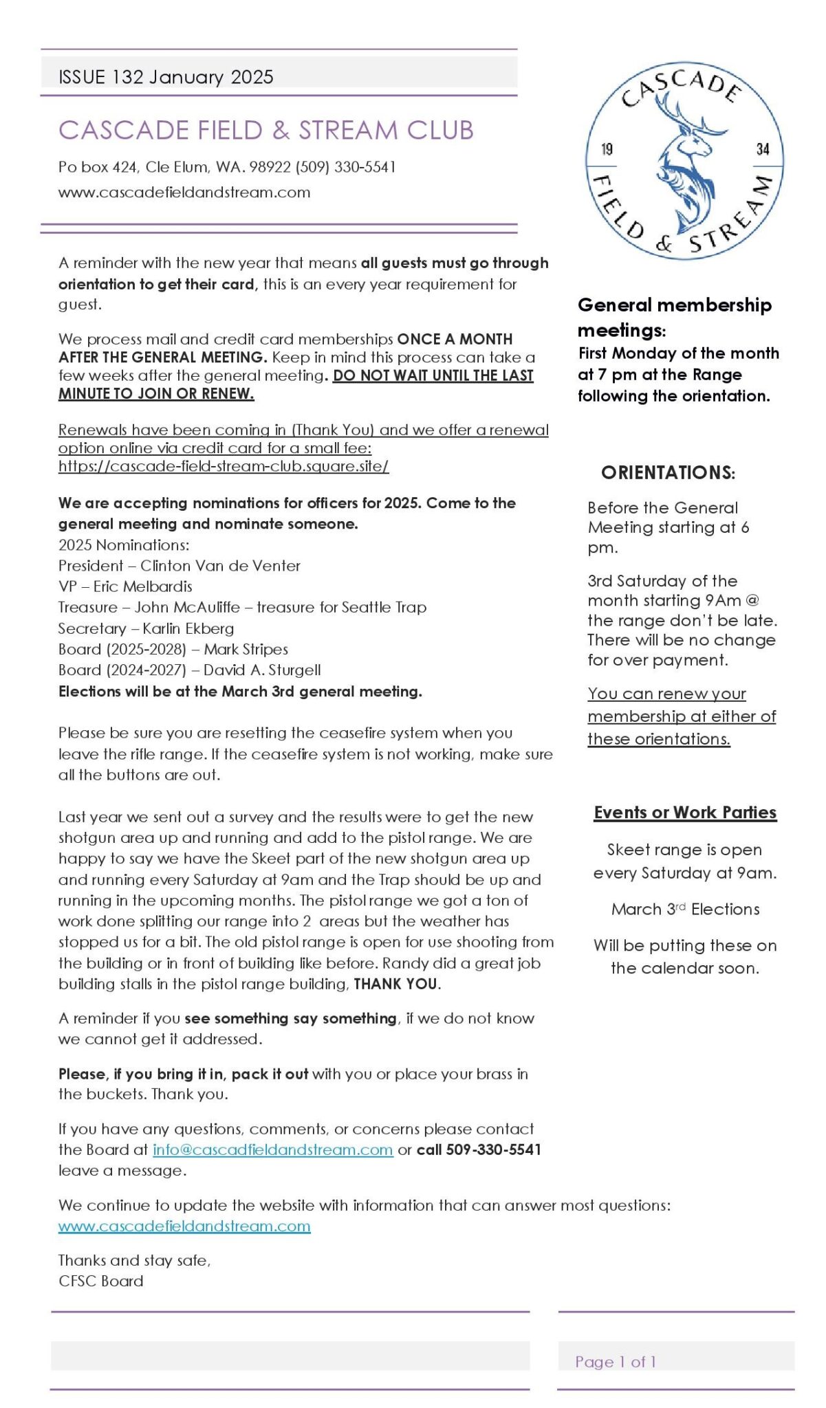 Cascade Field & Stream Club | Established 1947